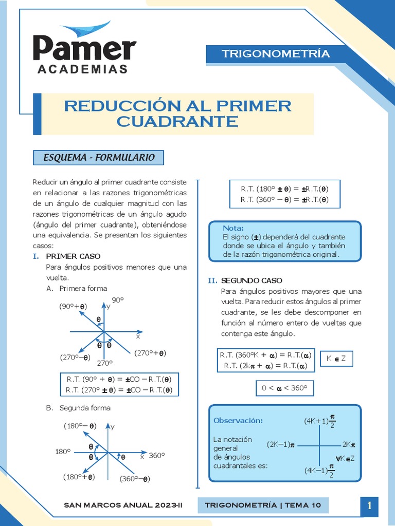 C Sem10 Trigonometria Reducción Al Primer Cuadrante | PDF ...