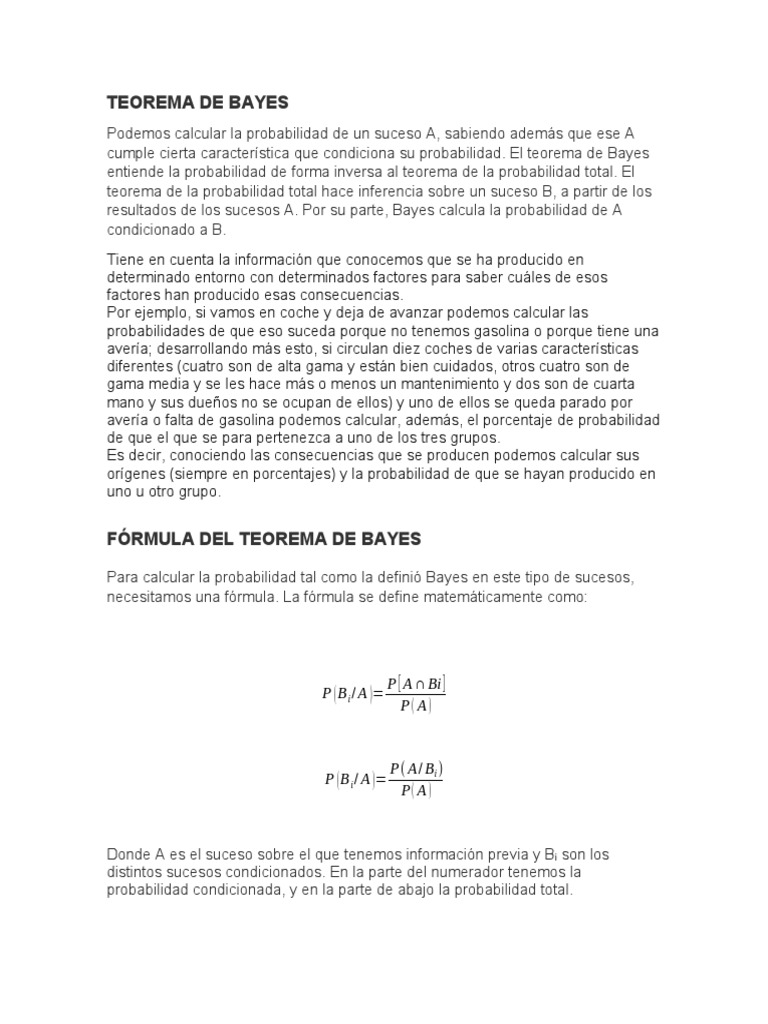 Teorema de Bayes (T. D,) | PDF | Probabilidad | Teorema