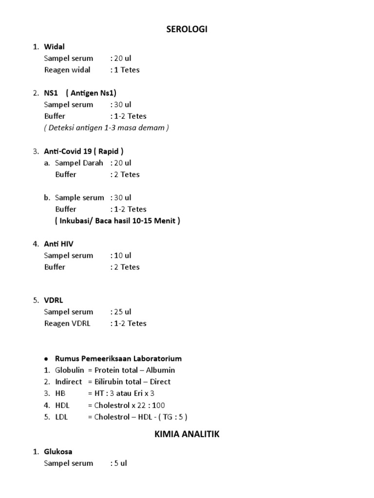 Cara Kerja Lab Darah | PDF