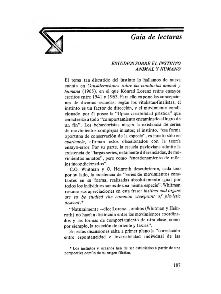 Estudios Sobre El Instinto Animal y Humano | PDF