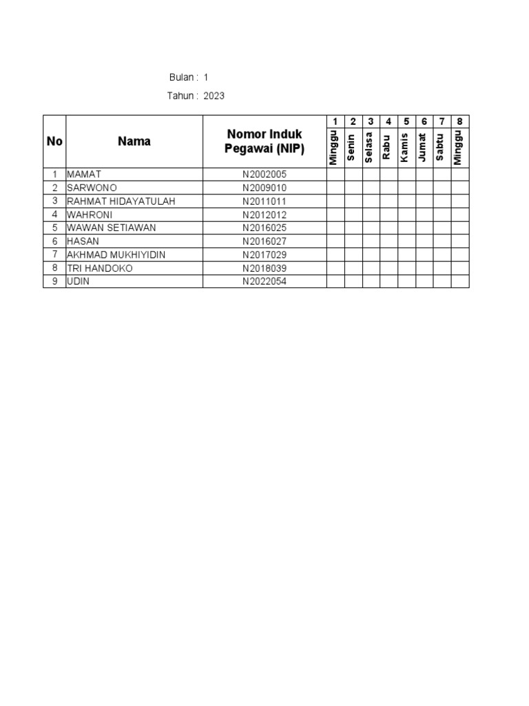Aplikasi Rekap Absensi Pertahun 2023 Update Cabang | PDF