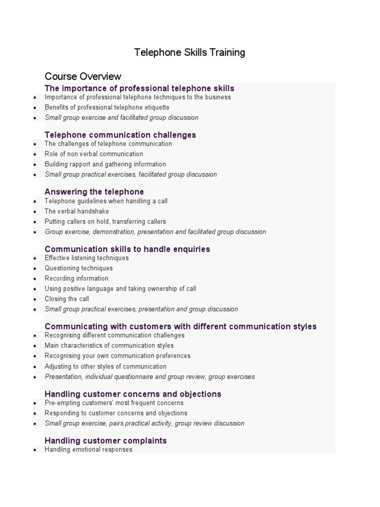 Professional Telephone Skills Training | PDF | Career & Growth | Art