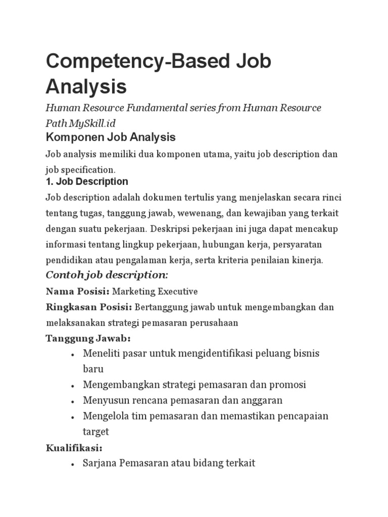 Analisis Jabatan Berbasis Kompetensi | PDF | Karier & Perkembangan