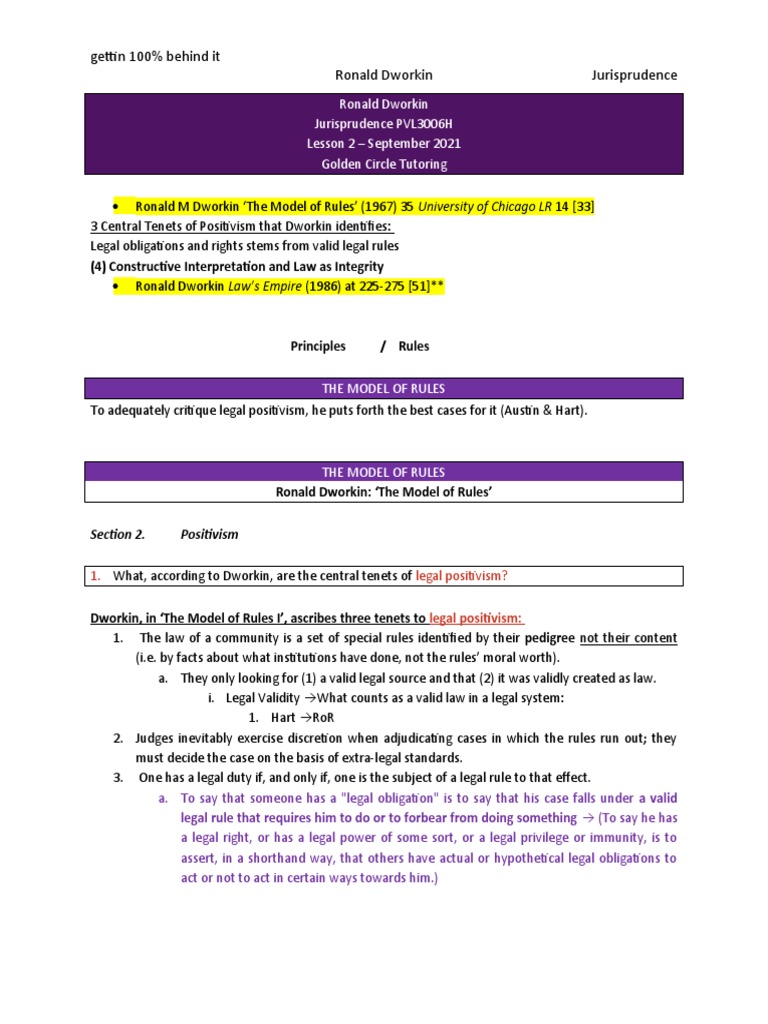 Ronald Dworkin Summary | PDF | Law