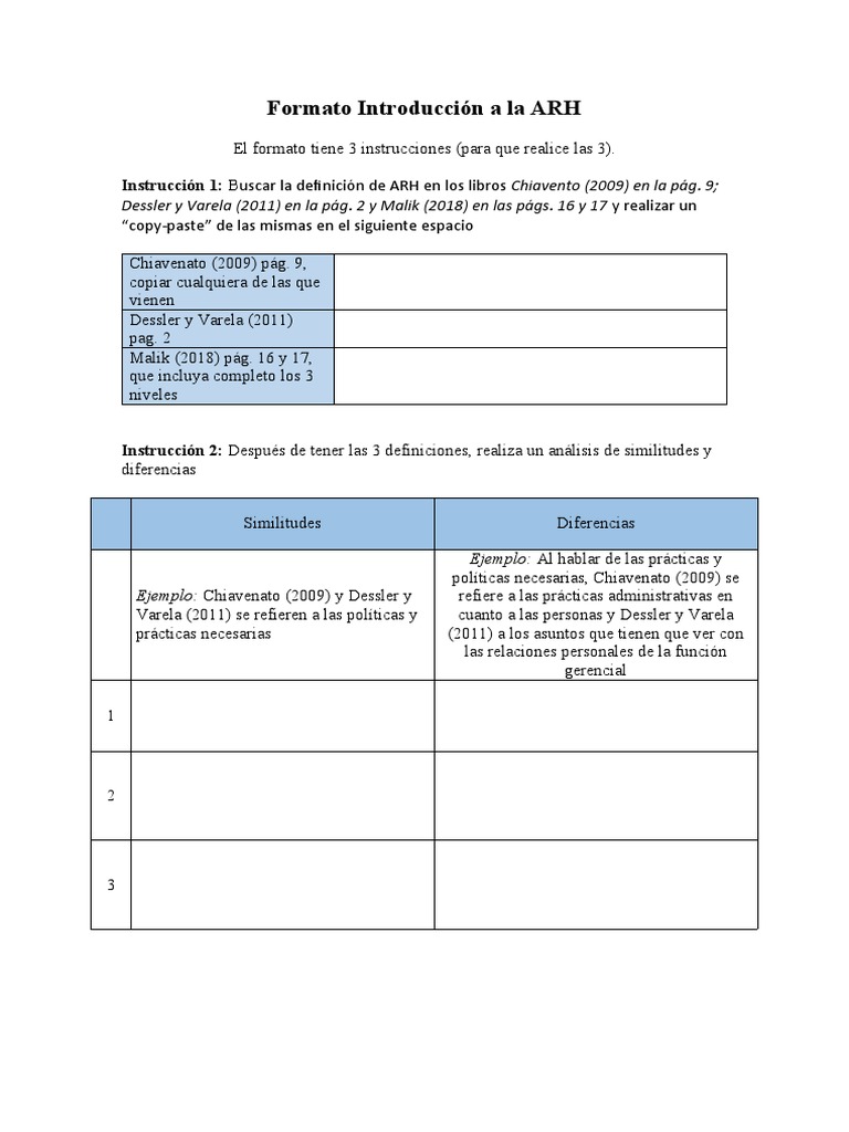 A4 Formato Introduccion A La ARH | PDF
