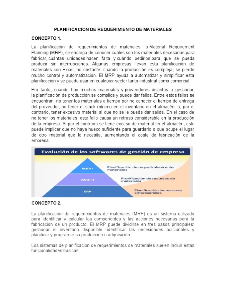 Planificación de Requerimiento de Materiales | PDF