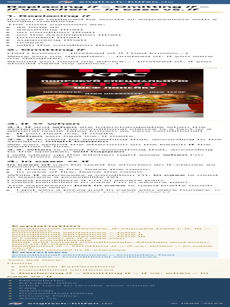 Replacing If - Omitting If - If vs. When - in Case vs. If | PDF