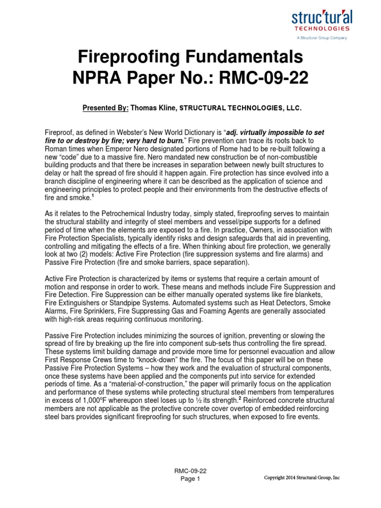 NPRA - Paper - No - RMC-09-22 - Fireproofing - Fundamentals - Final - 0 ...