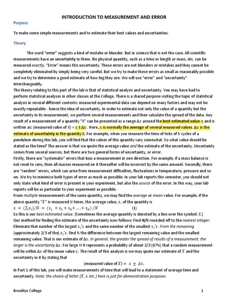 Completed Lab | PDF | Uncertainty | Measurement