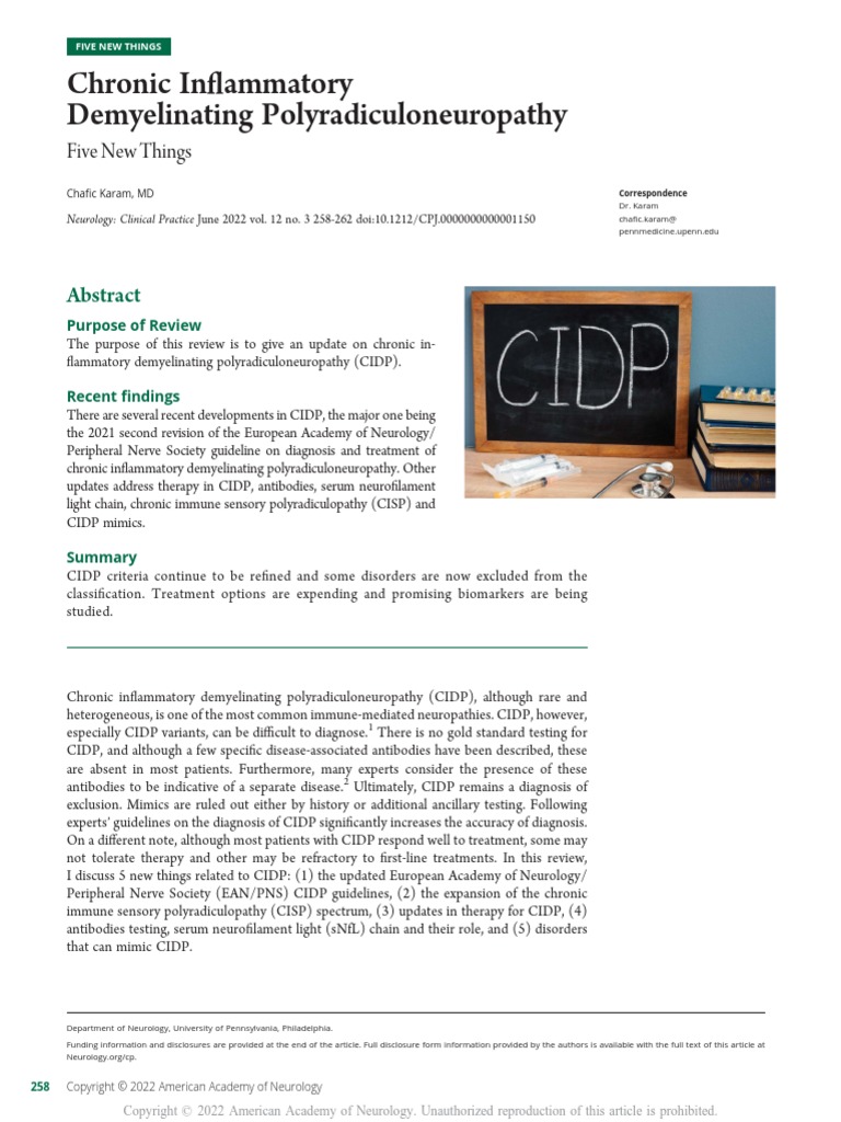 Chronic Inflammatory Demyelinating Polyradiculoneuropathy | PDF | Neurological Disorders ...