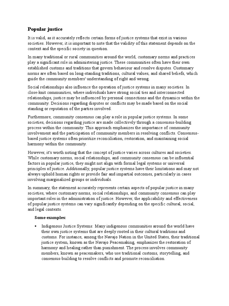 Understanding Popular Justice Systems | PDF
