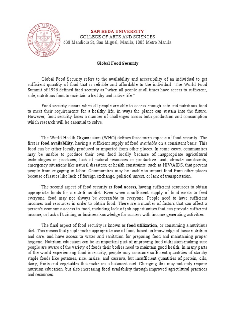 Global Food Security | PDF | Food Security | Agriculture