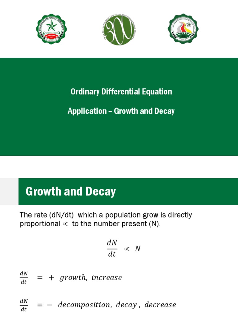 Differential Equations: Growth & Decay | PDF | Radioactive Decay ...