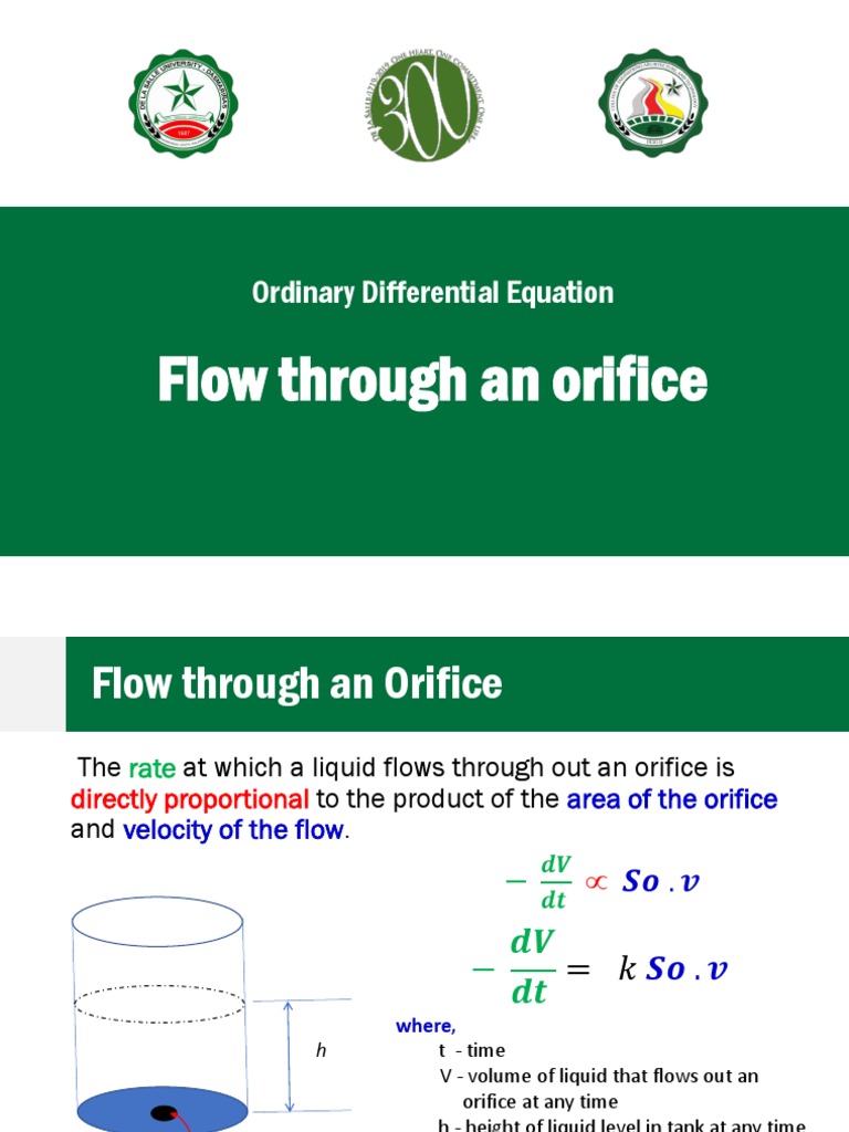 Differential Equation - Flow Through An Orifice | PDF | Applied And Interdisciplinary Physics ...