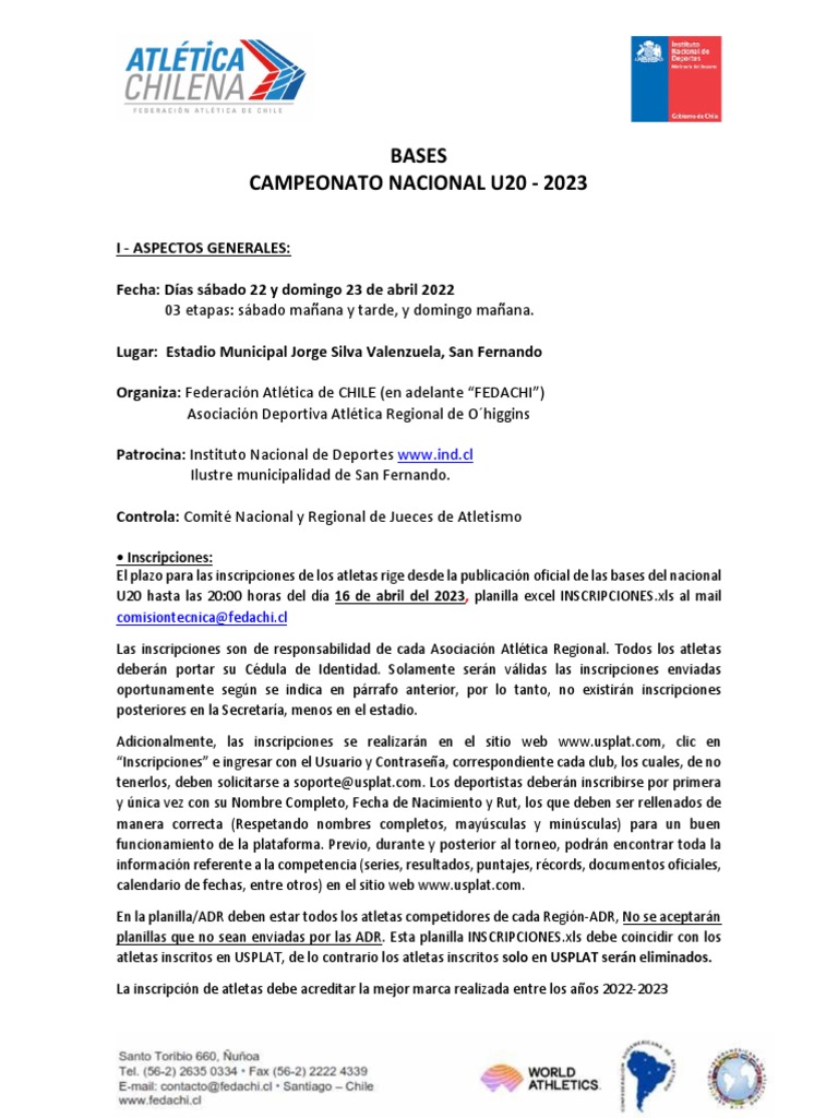 Bases Nacional U20 | PDF