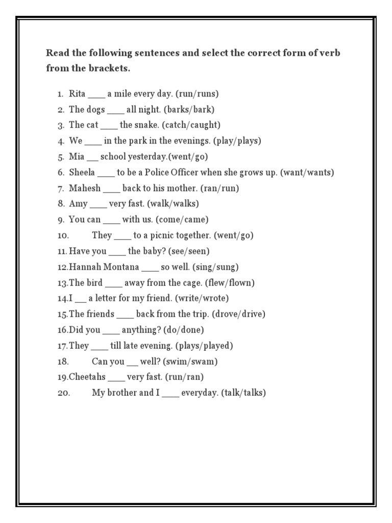 Verb and Helping Verb Exercises | PDF | Foreign Language Studies | Home ...