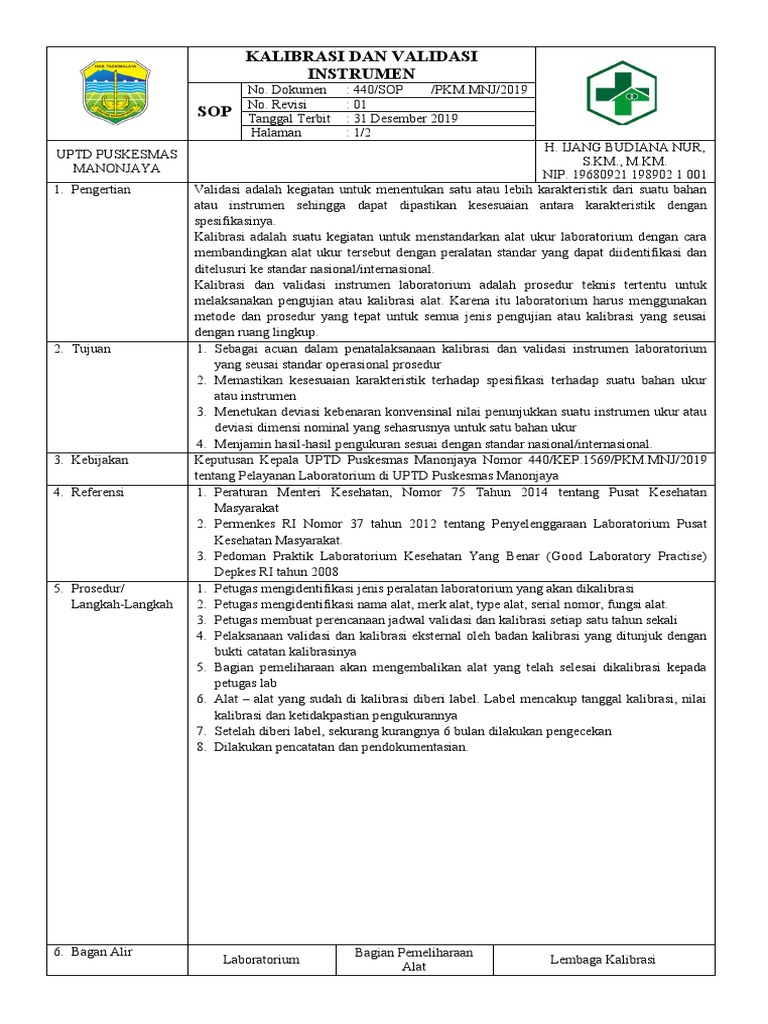 SOP Kalibrasi & Validasi Lab | PDF