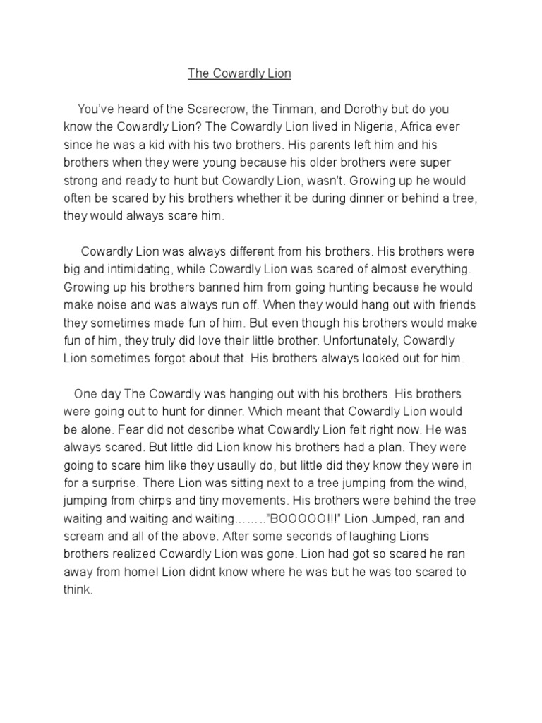 The Cowardly Lion Draft | PDF