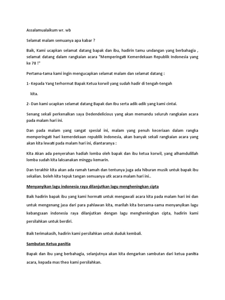 Naskah MC 17 Agustus | PDF