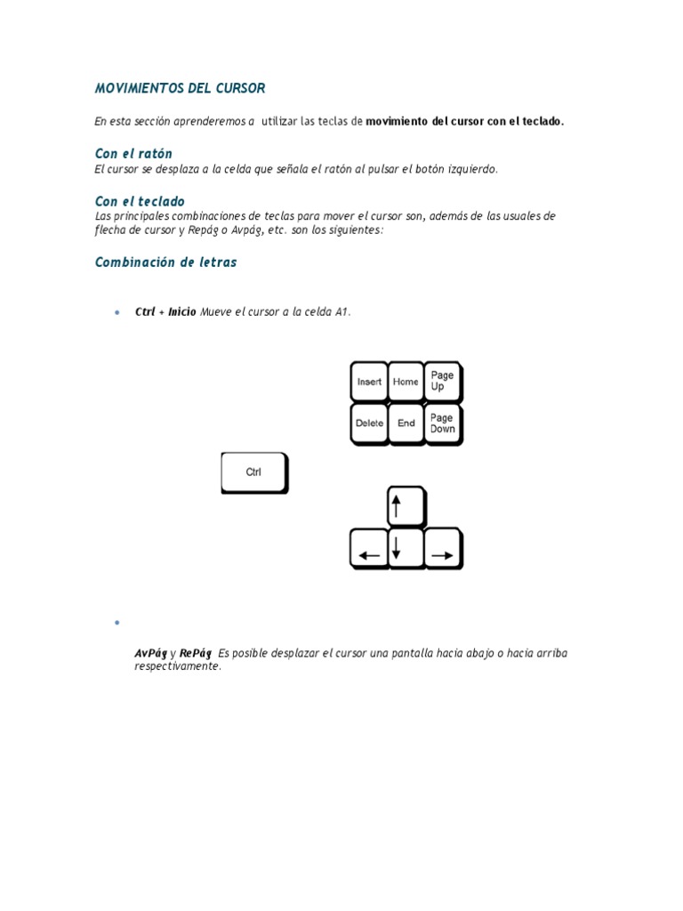 Cómo mover el cursor en Excel | PDF | Teclado | Cursor (interfaz de ...