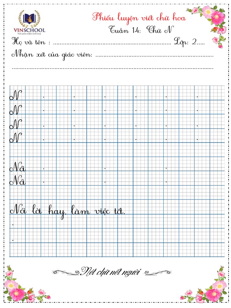 Phieu luyen viet chu hoa N-1 | PDF