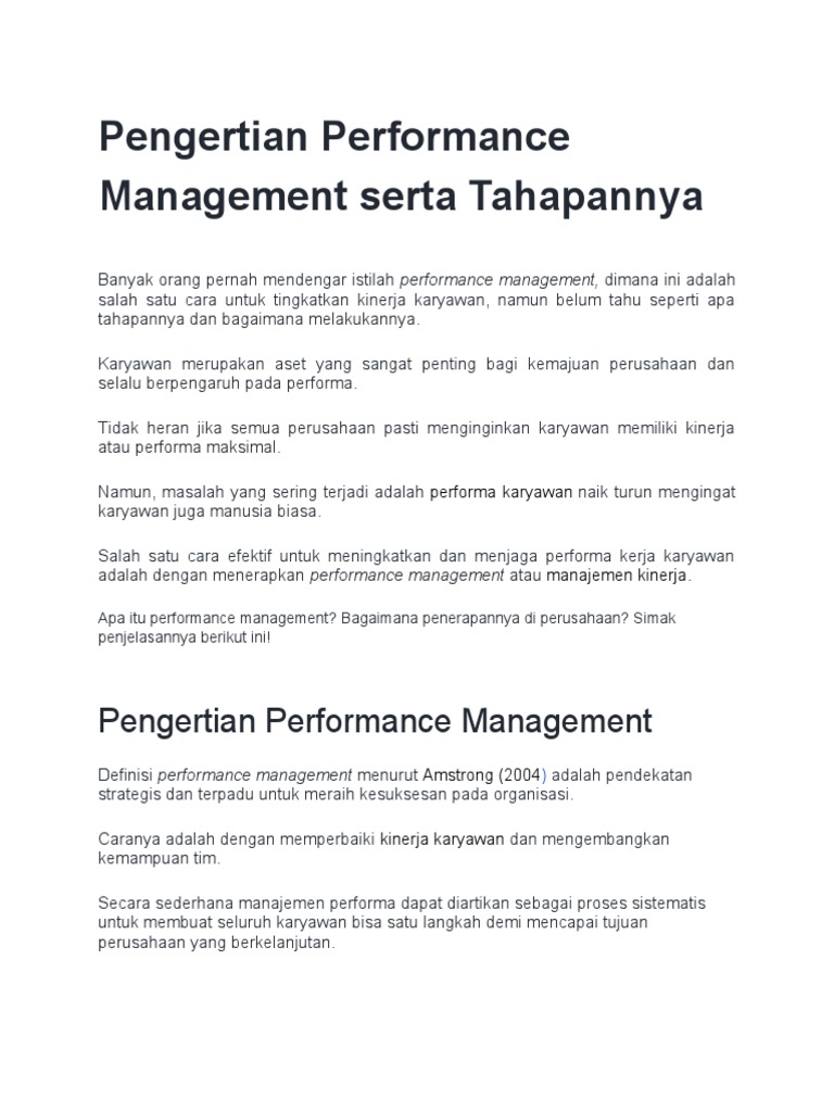 Performance Management | PDF