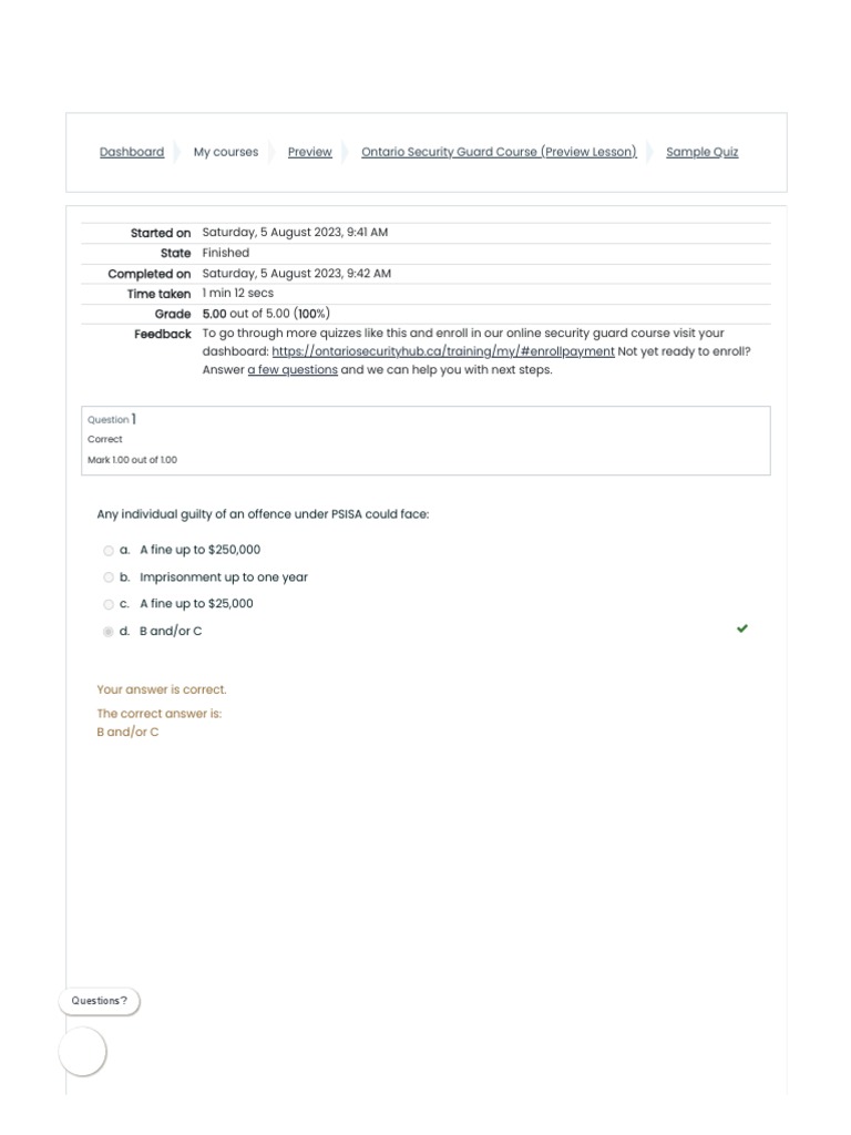 Sample Quiz - Attempt Review | PDF Sample Quiz - Attempt Review | PDF
