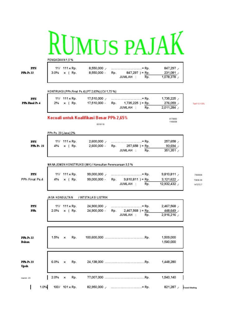 Rumus Pajak 2022 | PDF