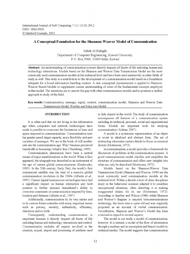 Shannon y Weaver Comunication PDF | PDF