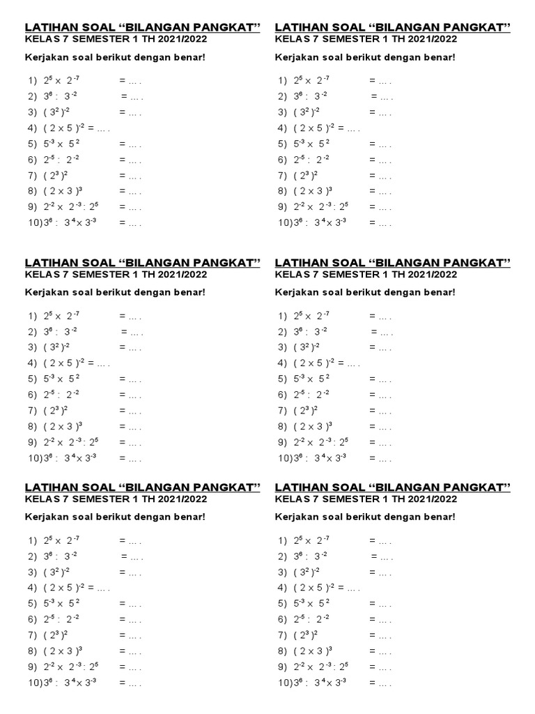 Latihan Soal Bilangan Pangkat | PDF