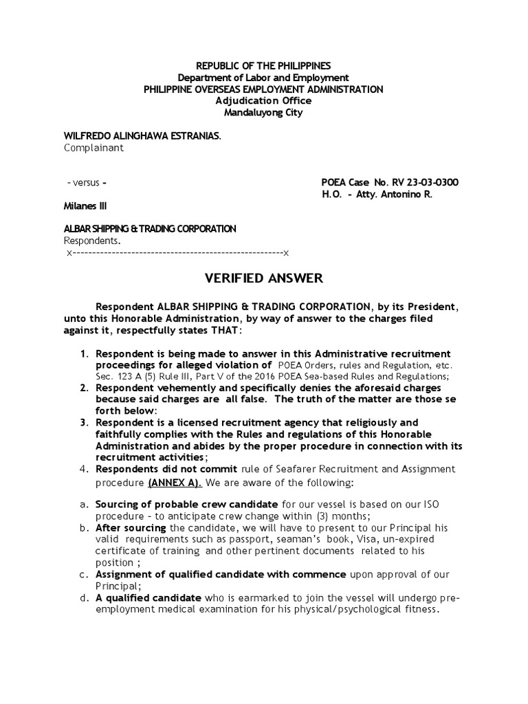 ASTC Verified Answer To Show Cause | PDF