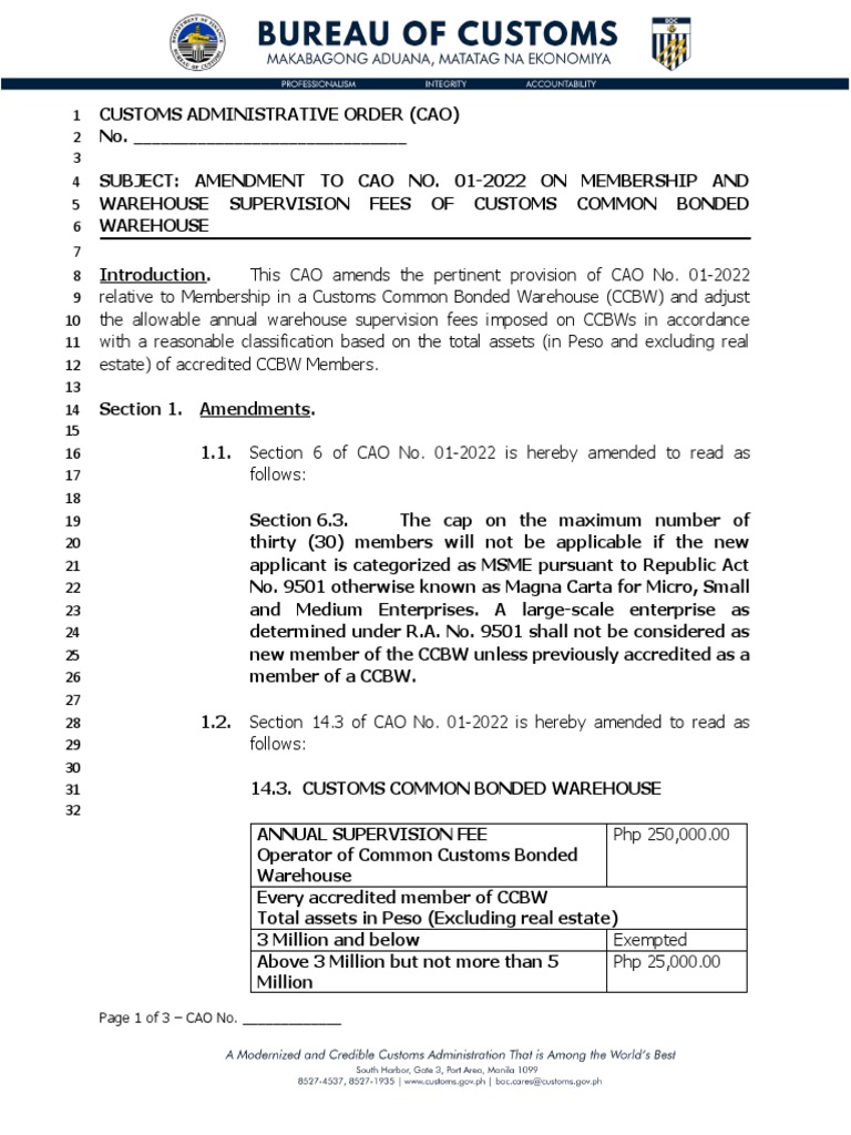 Amendment - CAO 01-2022 Version 4 | PDF
