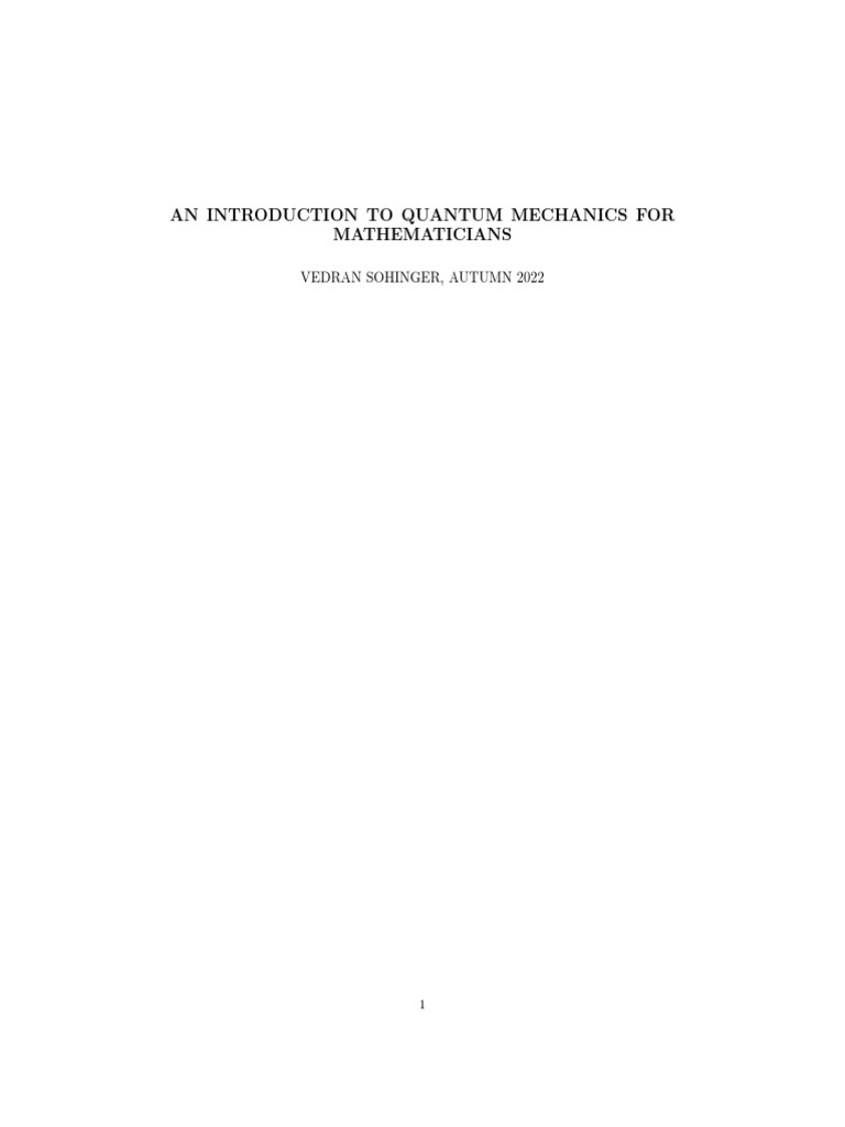 Quantum Mechanics Basic Principles and Probabilistic Methods | PDF