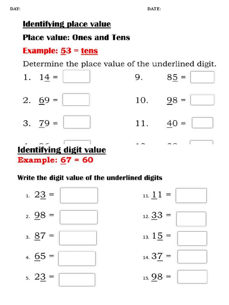 Place & Digit Value Year 1 | PDF Place & Digit Value Year 1 | PDF