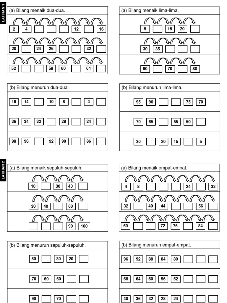 Latihan Susunan Dan Pola Nombor Tahun 1 | PDF