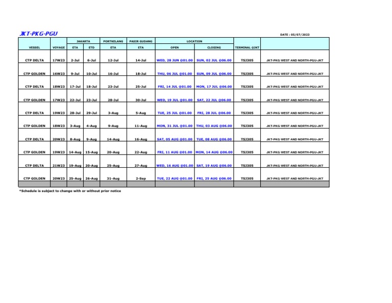 Schedule CTP Update 05072023 | PDF