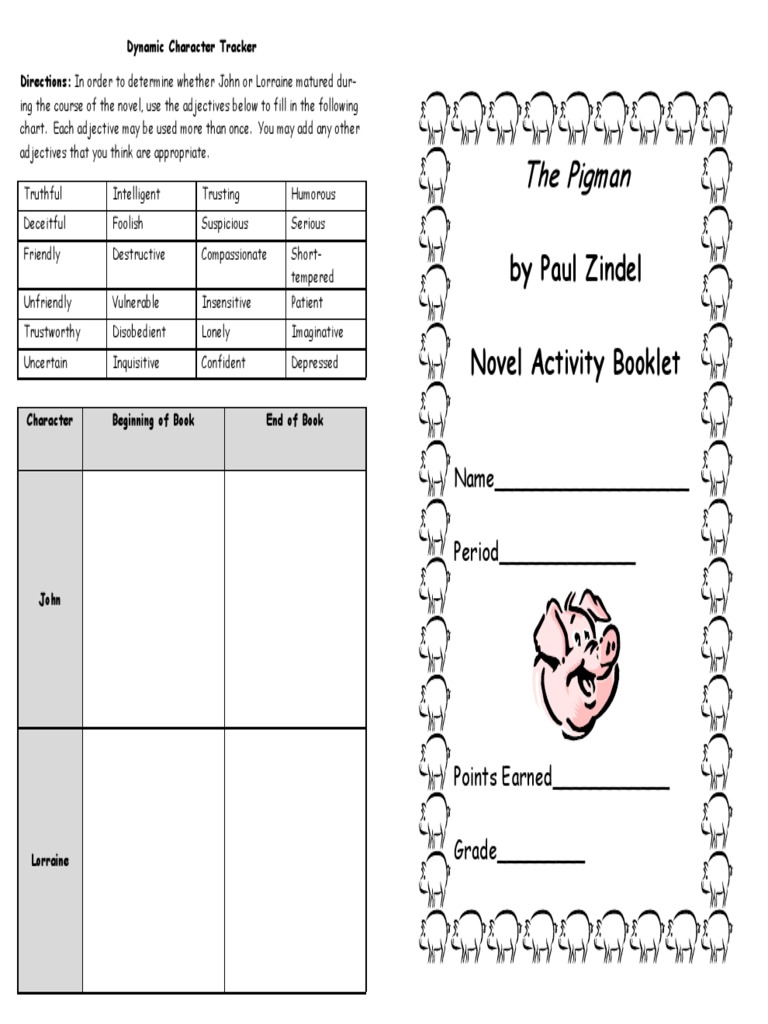The Pigman: by Paul Zindel Novel Activity Booklet | PDF