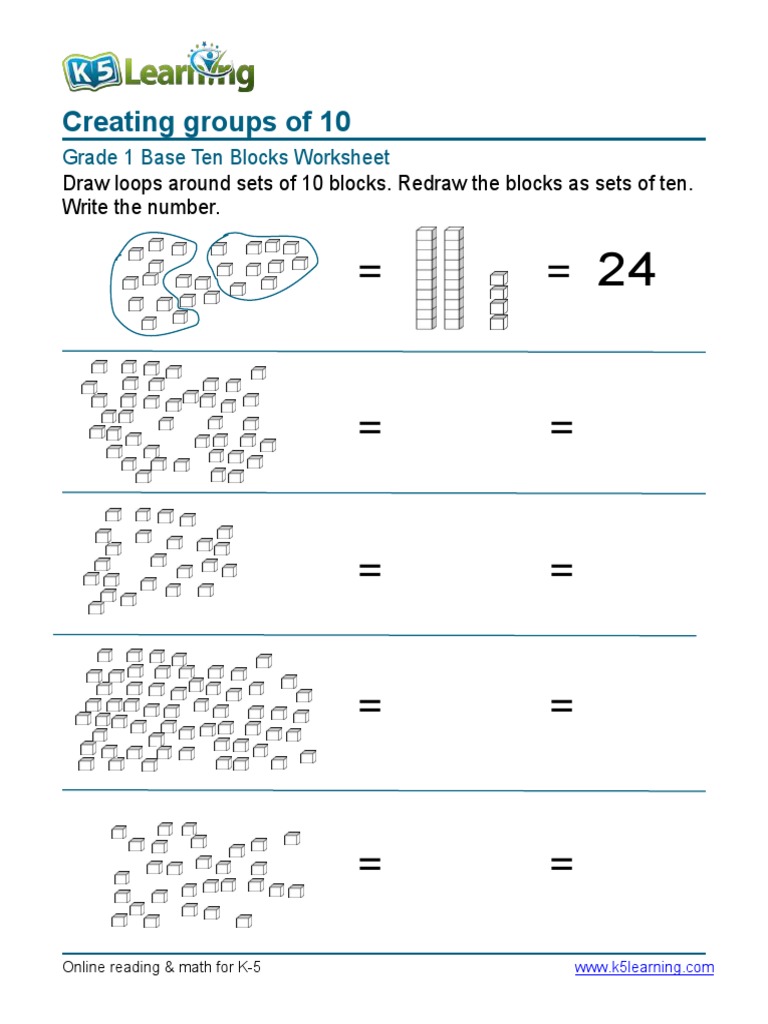 1st Grade Base Ten Blocks Creating Sets 2 | PDF