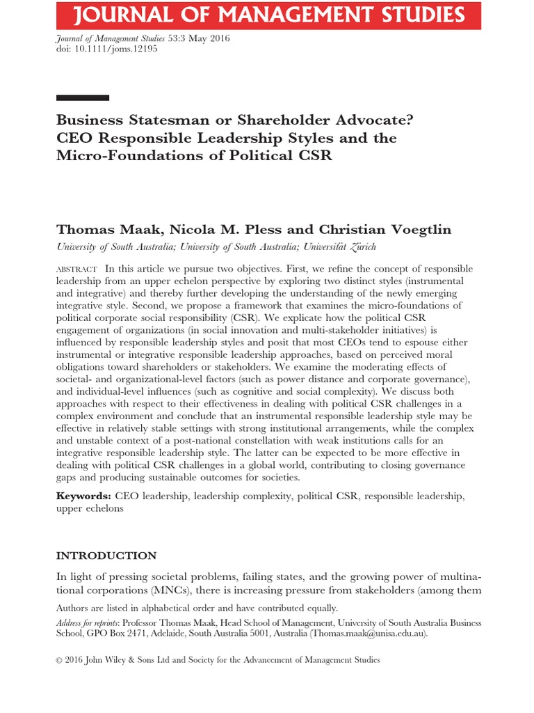 Maak - Pless Voegtlin (2016) - Journal - of - Management - Studies ...