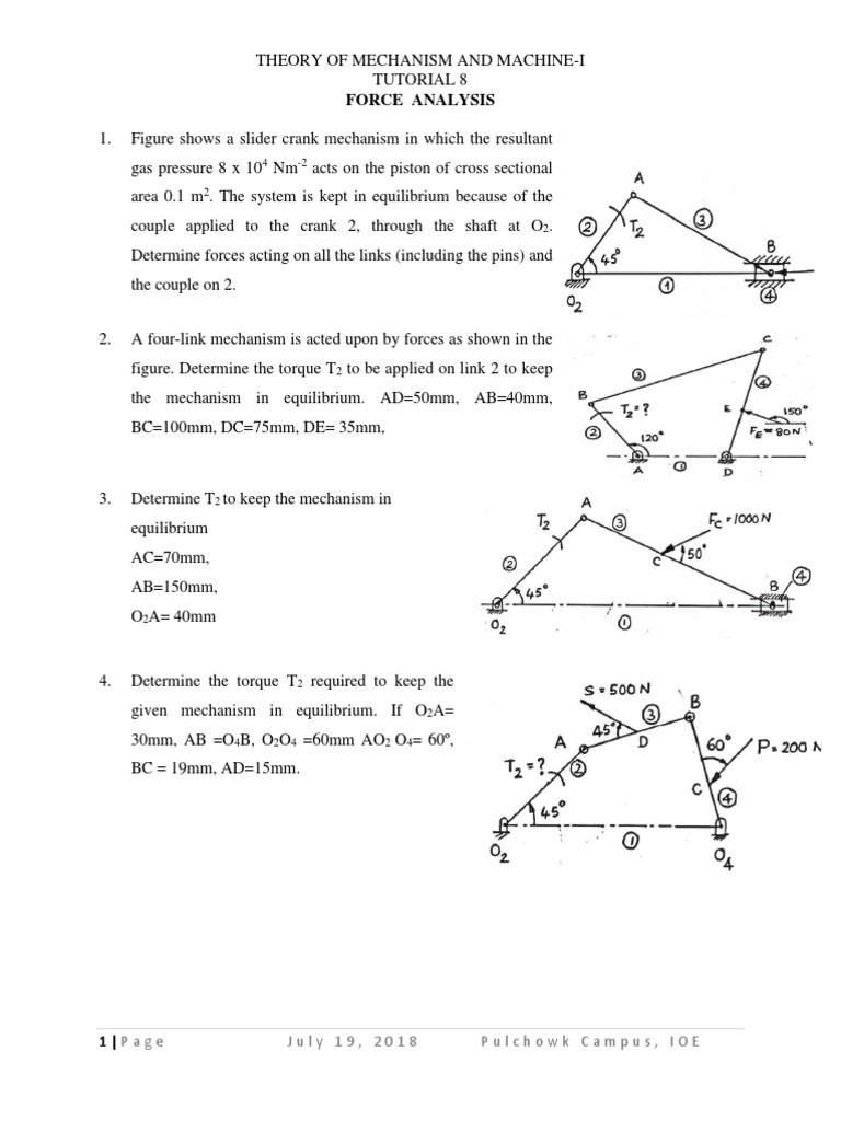 Tutorial 8 Force Analysis | PDF