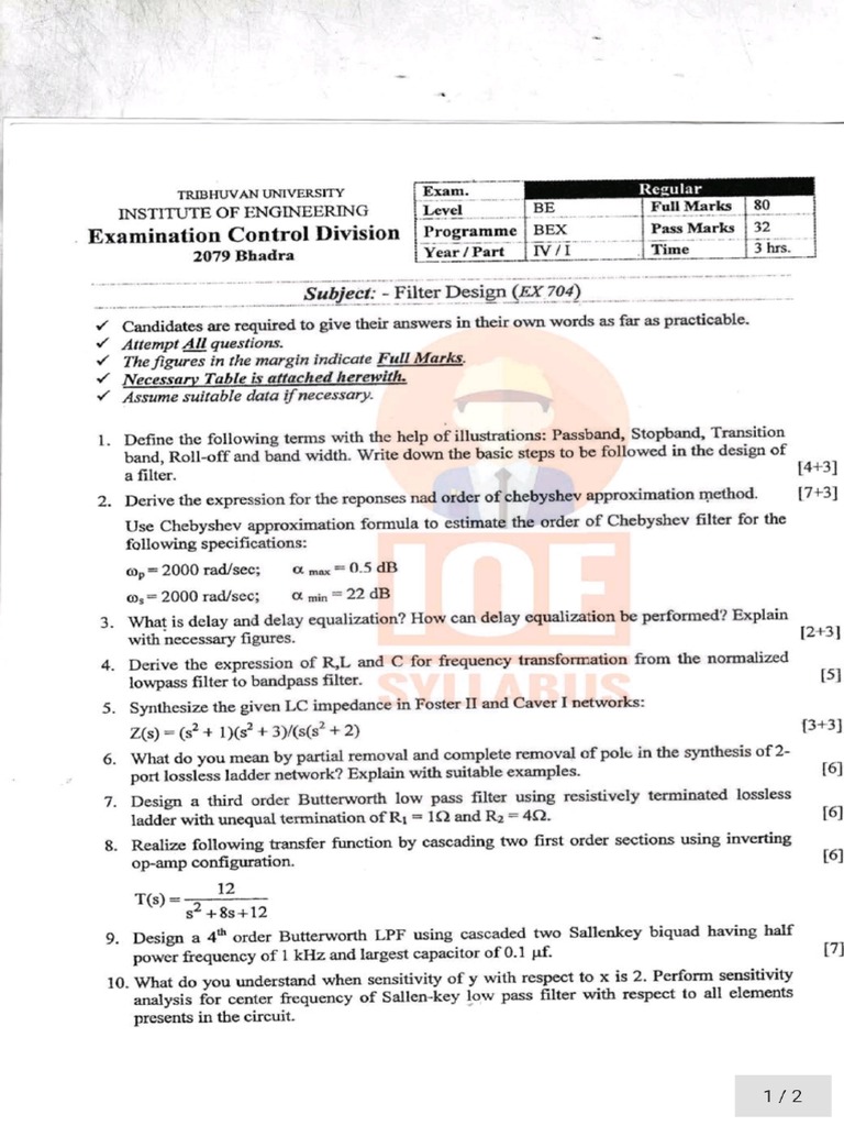 Filter Design Q Sets | PDF