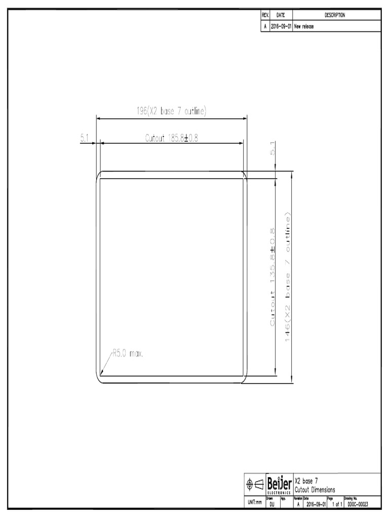 X2 Base 7, Cutout Drawing | PDF