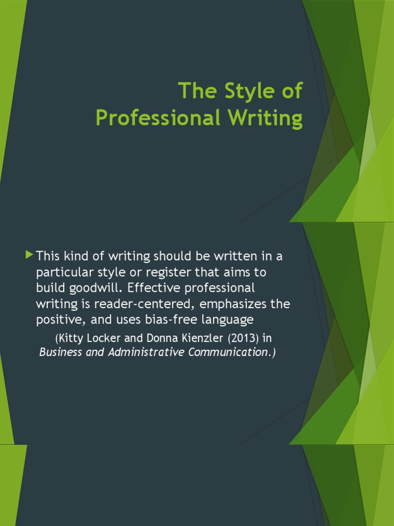 The Style of Professional Writing | PDF | Human Communication | Linguistics