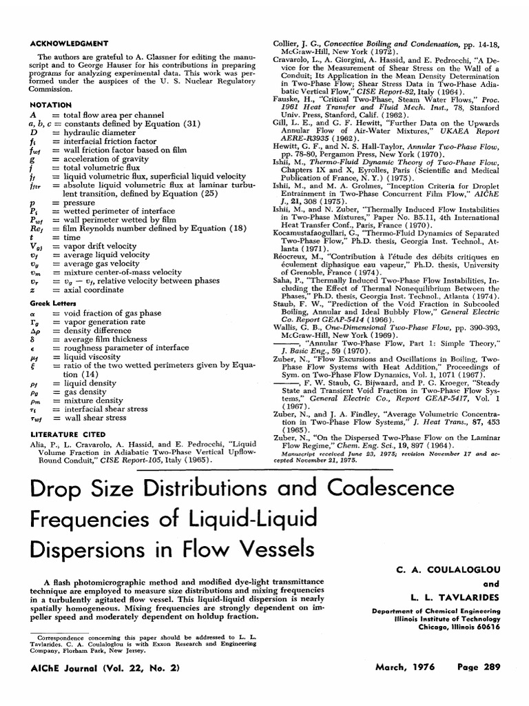 Drop Size Distributions and Coalescence Frequencies of Liquid-Liquid ...