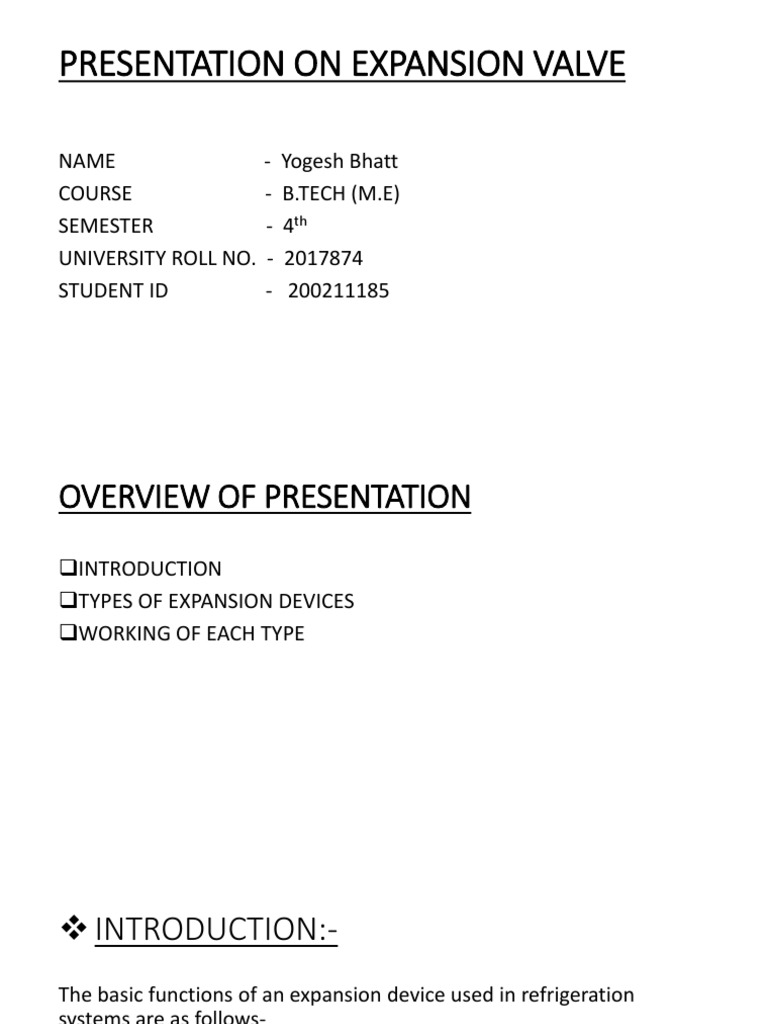Presentation On Expansion Valve | PDF