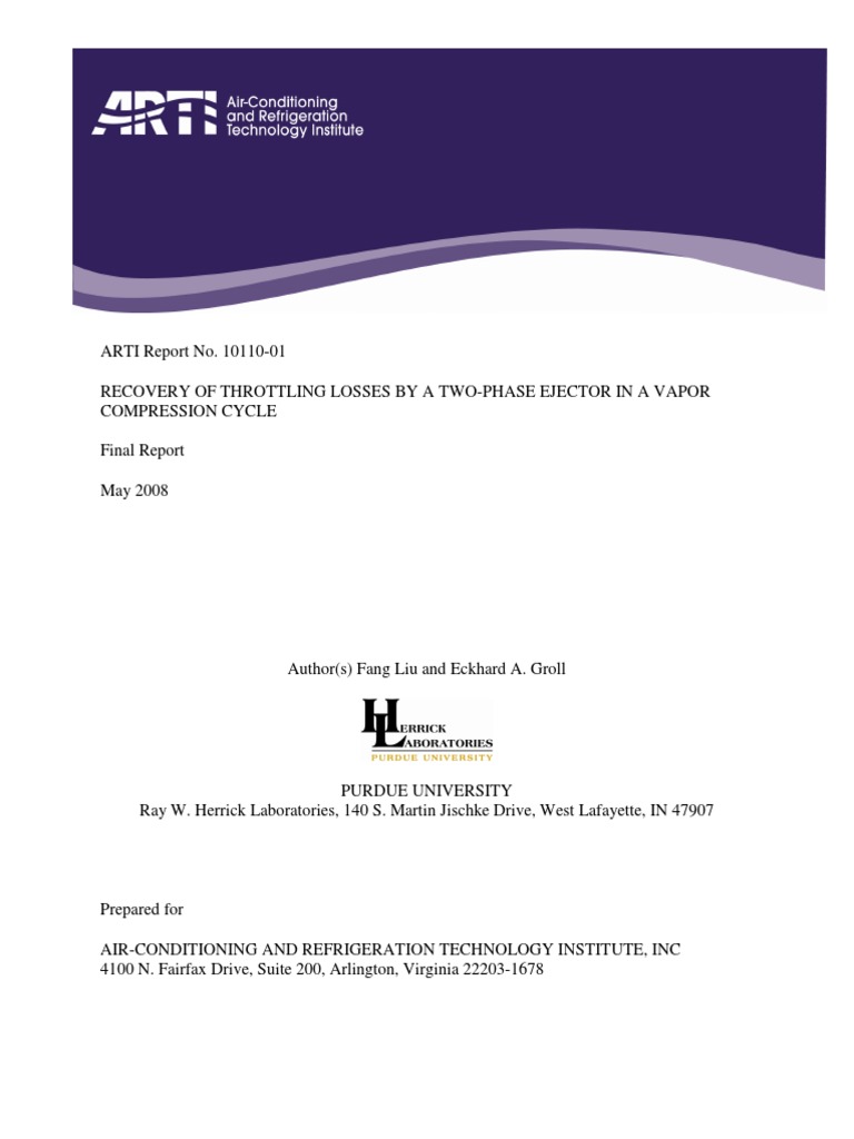 Recovery of Throttling Losses by A Two-Phase Ejector in A Vapor | PDF