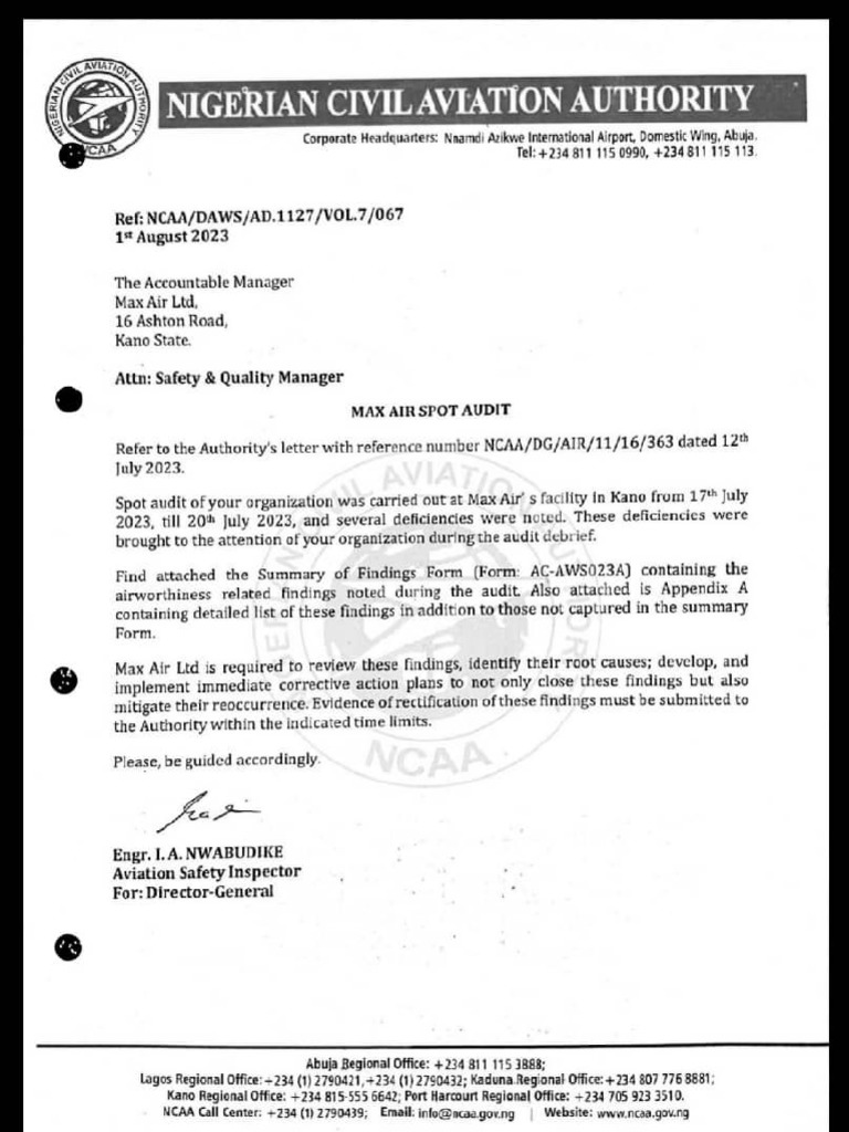 NCAA Max Air Audit | PDF