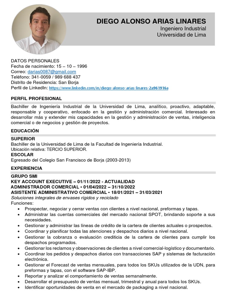 CV - Diego Alonso Arias Linares | PDF