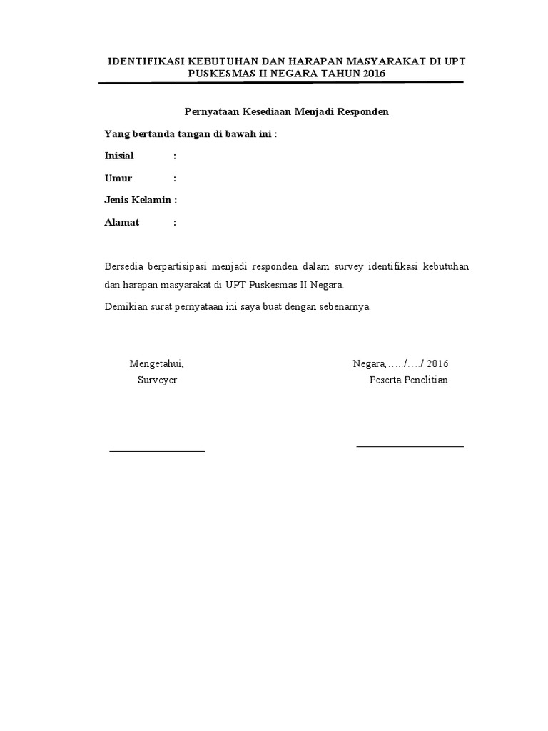 Surat Persetujuan Responden | PDF