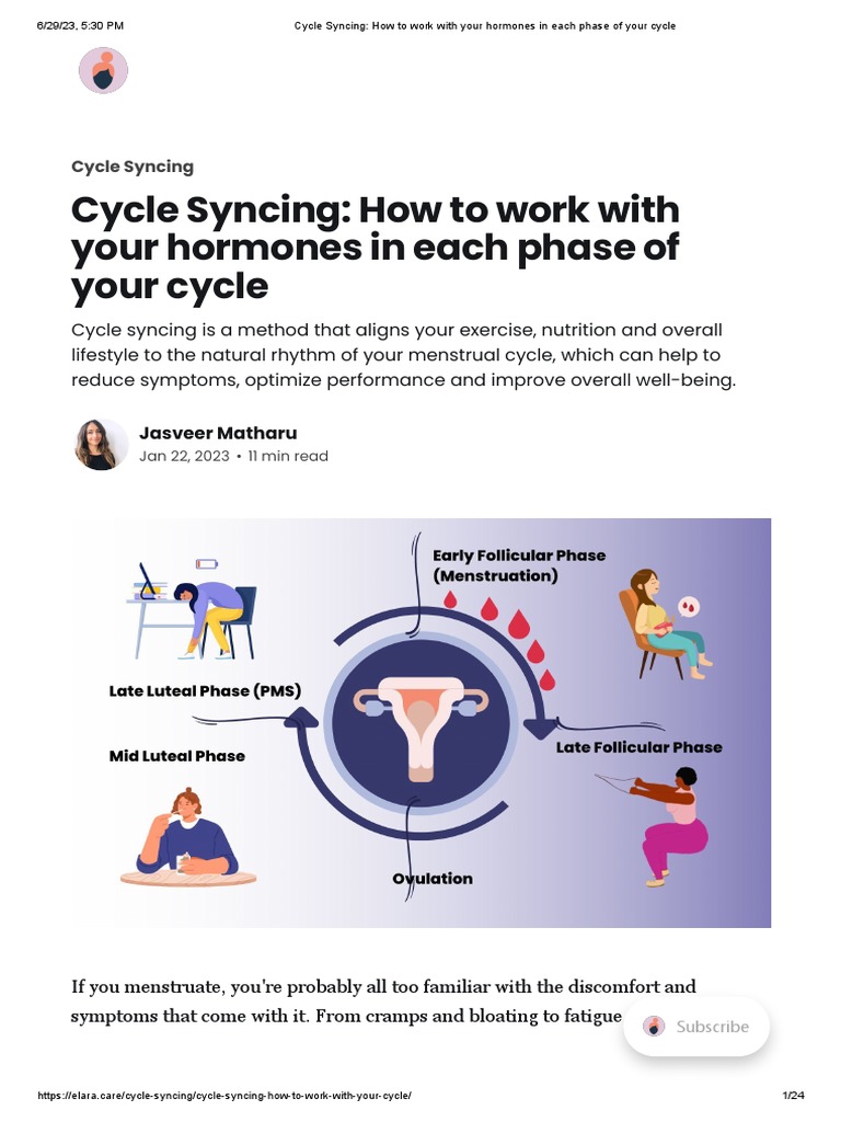 Cycle Syncing - How To Work With Your Hormones in Each Phase of Your Cycle | PDF | Menstrual ...
